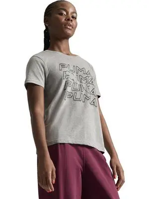 PUMA Graphics Repeat Relaxed-Fit T-Shirt Light Gray Heather
