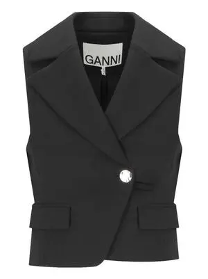 GANNI Crêpe Vest - Black