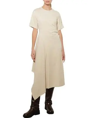 FREEMARKET FREEMARKET Cotton-Blend Asymmetric Hem T-Shirt Dress Ecru