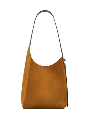 Tory Burch Small Romy Pebble Leather Hobo Bag - Caramel