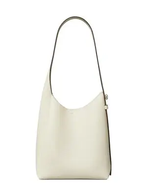 Tory Burch Small Romy Pebble Leather Hobo Bag - Light Cream