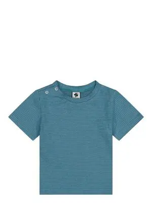 Busy Bees Henry Button Tee - Blue Green Mini Stripe