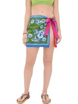 Farm Rio Floral Printed Mini Skirt - Floral Elegance Mixed Scarves