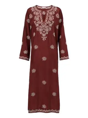 JULIET DUNN Floral Embroidered Tunic - Brown
