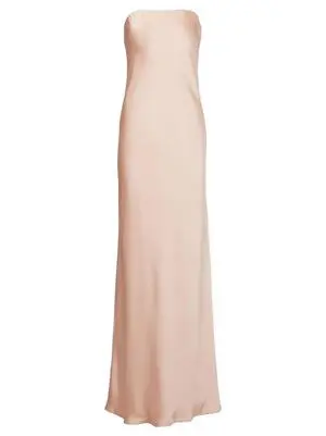 Norma Kamali Strapless Crêpe Satin Maxi Dress - Pink