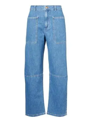 Velvet By Graham & Spencer Velvet Farah Cropped Barrel-Leg Jeans Blue