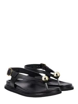 SOULIERS MARTINEZ Spiaggia Embellished Leather Sandals - Black
