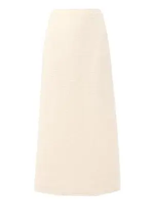 Whistles Cotton-blend Bouclé Midi Skirt - Cream
