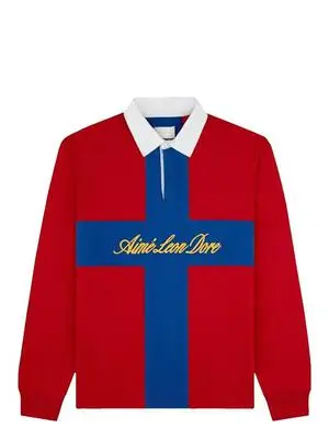 Aimé Leon Dore Paneled Sail Rugby Shirt - Equestrian Red