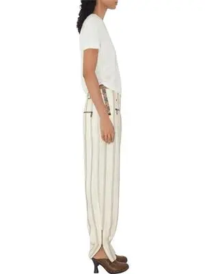 Burberry Ruched T-shirt With Check Ties - Chalk