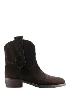 NOTABENE Anne Suede Western Ankle Boots - Brown