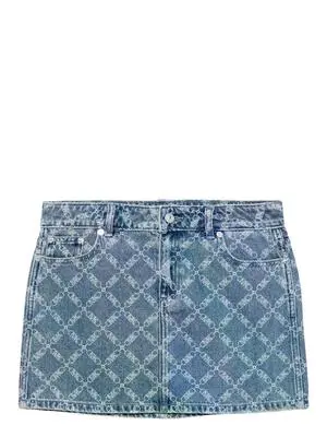 Michael Kors Monogram Print Denim Skirt - Blue