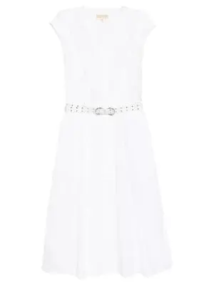 Michael Kors Michael Michael Kors Poplin Belted Midi Dress White
