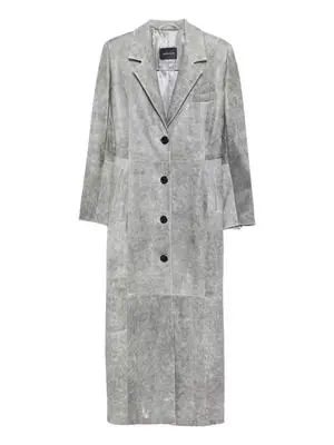 MANOKHI Tailored Leather Coat - Grey