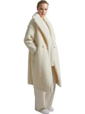 Max Mara Teddy Bear Icon Alpaca And Wool Coat - White
