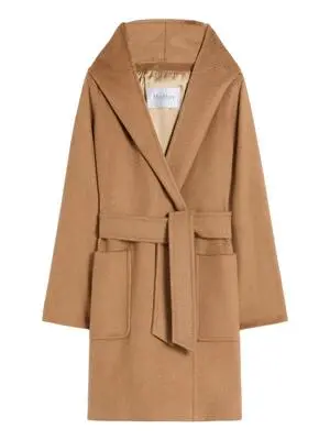 Max Mara Sable-look Hair Robe Coat - Camel