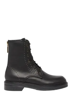 Max Mara Leather Combat Boots - Black