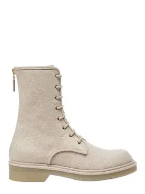 Max Mara Cashmere Combat Boots - Beige