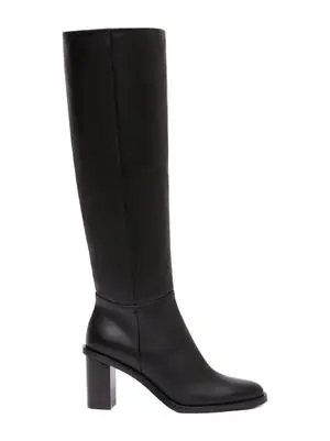 Max Mara Leather Knee High Boots - Black