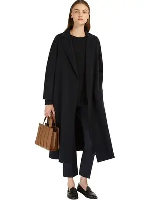 Max Mara Wool Broadcloth Midi Coat - Midnightblue