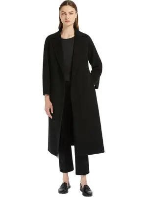 Max Mara Wool Broadcloth Midi Coat - Black