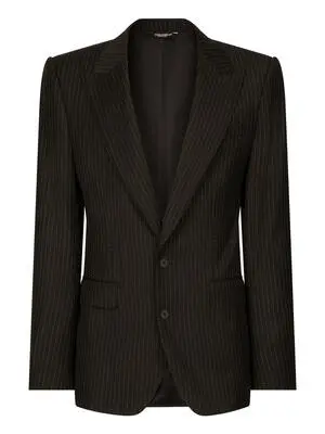 Dolce & Gabbana Single-breasted Pinstripe Wool Sicilia-fit Jacket - Black