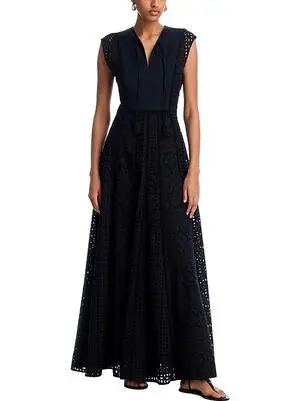 Veronica Beard Alina Eyelet Maxi Dress - Black