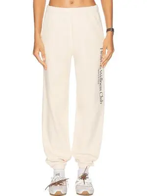 SPORTY & RICH Health & Wellness Crest Fleece Sweatpants - Cream