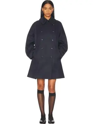 BODE Waxed Herringbone Pea Coat - Navy