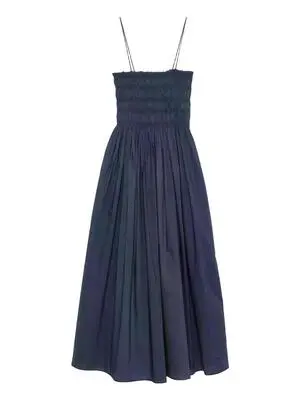 Matteau Shirred-bodice Midi Dress - Blue