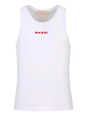 Marni Logo-embroidered Tank Top - White