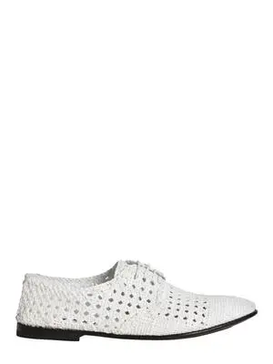 Dolce & Gabbana Woven Raffia Derby Shoes - White