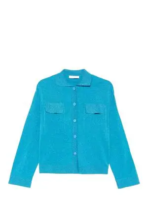 AKEP Lurex-detail Shirt - Blue