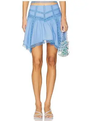 Charo Ruiz Ibiza Lace Trimmed Mini Skirt - Blue Washed