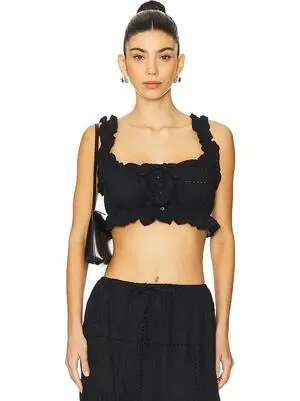 WEWOREWHAT Ruffle Button Crop Top