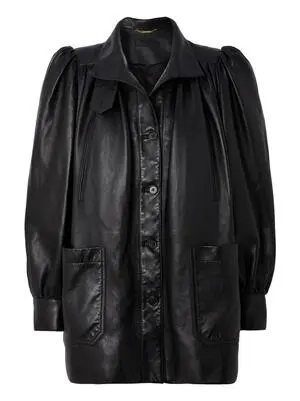 Chloé Gathered Leather Jacket - Black