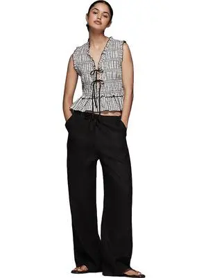 Rails Emmie Linen High-rise Straight-leg Pants - Black