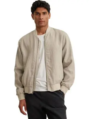 Velvet By Graham & Spencer Murphy Linen Bomber Jacket - Natural