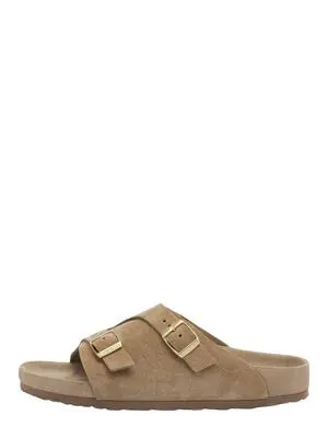 BIRKENSTOCK Birkenstock Zürich Suede Slides Taupe Suede Exquisite