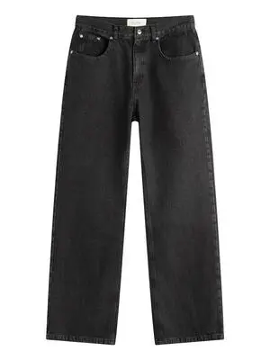 SECOND / LAYER Relaxed Baggy Jeans - Black Stone Wash
