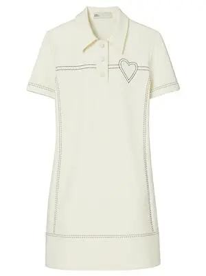 Tory Burch Pick Stitch Stretch Polo Dress - New Ivory