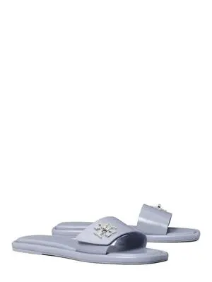 Tory Burch Turnlock Cross-band Slides - Vapor Blue