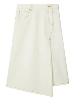 Tory Burch Cotton Denim A-line Skirt - White Chalk Wash