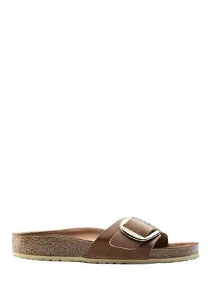 BIRKENSTOCK Madrid Big Buckle Oiled Leather Slides - Cognac
