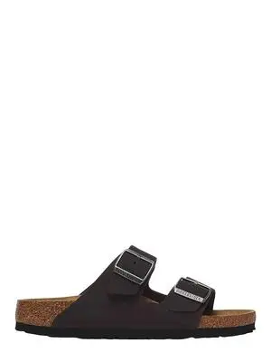 BIRKENSTOCK Arizona Soft Footbed Nubuck Leather Sandals - Black