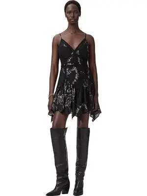 ALLSAINTS Zia Asymmetric Mini Dress - Flight Black
