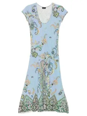 Etro Paisley-print Midi Dress - Blue