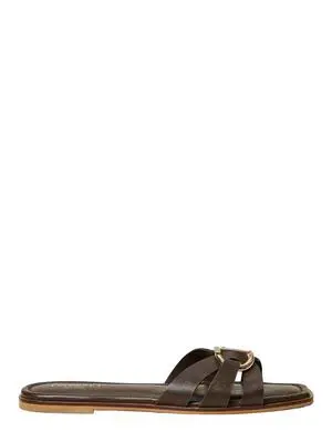 TWINSET Logo-buckle Slides - Brown