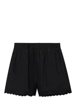 TOUT A COUP Scalloped Hem Relaxed Fit Shorts - Black