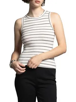 WEEKEND LOS ANGELES Alessandra Stripe Rib Tank - Ivory Stripe